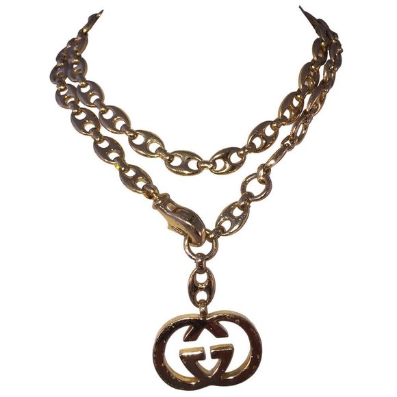 Jewelry | Gucci Gg Gold Plated Mariner Signature Link Necklace Belt ...
